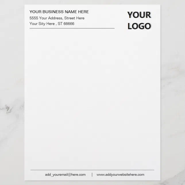 Custom Business Address Logo Office Letterhead | Zazzle