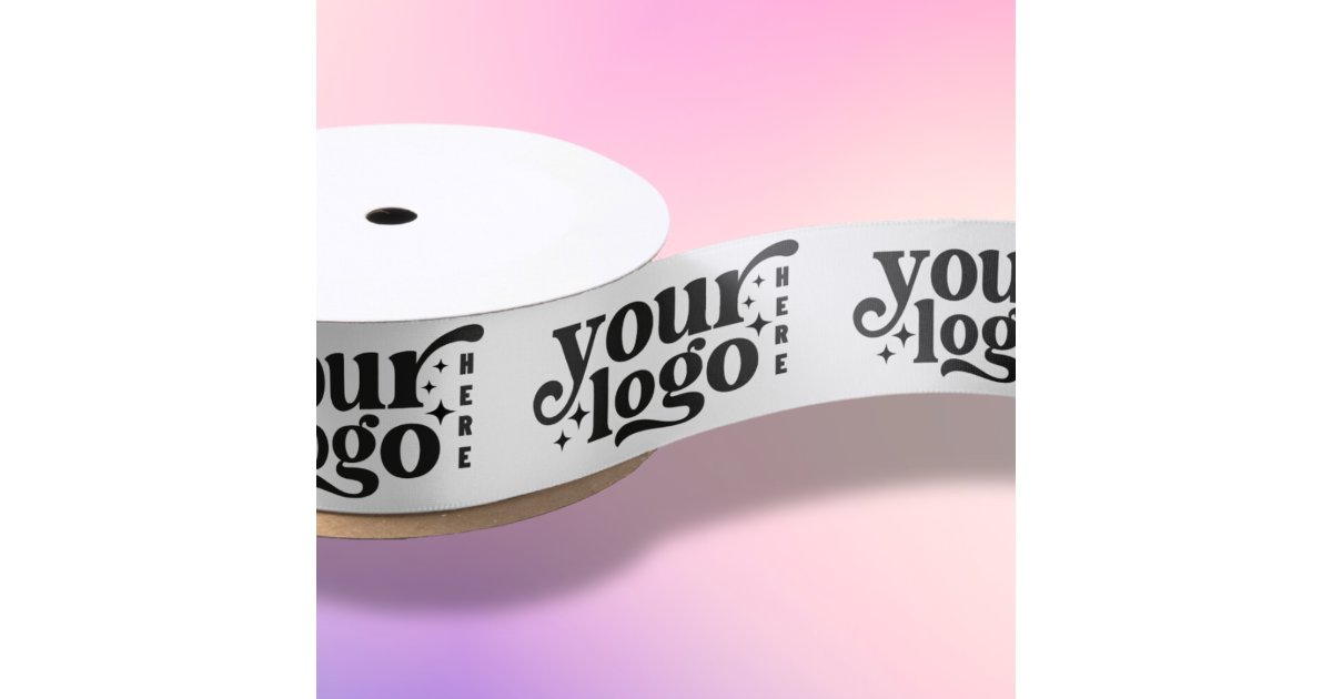 Custom Business Company Logo Branded Gift Wrapping Satin Ribbon | Zazzle