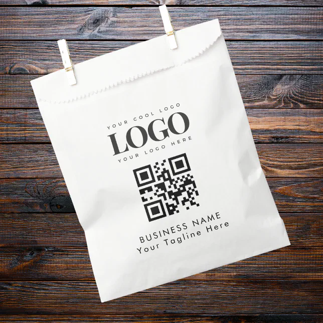 Custom Business Company Logo Qr Code Paper Bag | Zazzle