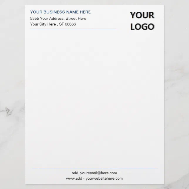 Custom Business Logo Address Letterhead - Colours | Zazzle
