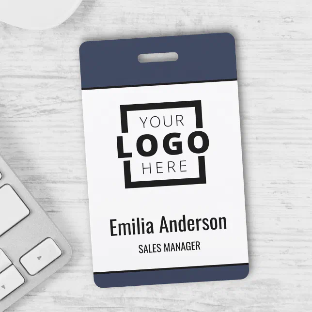 Custom Business Logo Basic Barcode Employee ID Badge | Zazzle