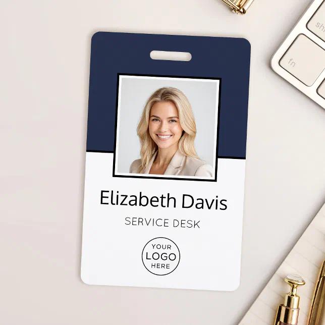 Custom Business Logo Basic Employee Photo ID Badge | Zazzle