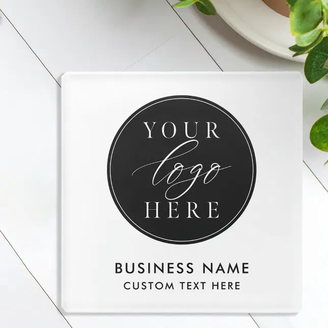 Custom Business Logo Company Glass Coaster | Zazzle