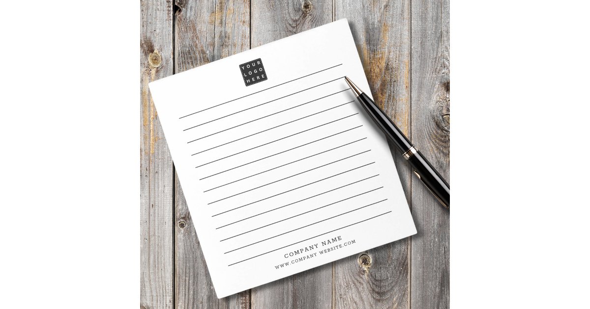 Custom Business Logo Company Name Black Lined Notepad | Zazzle