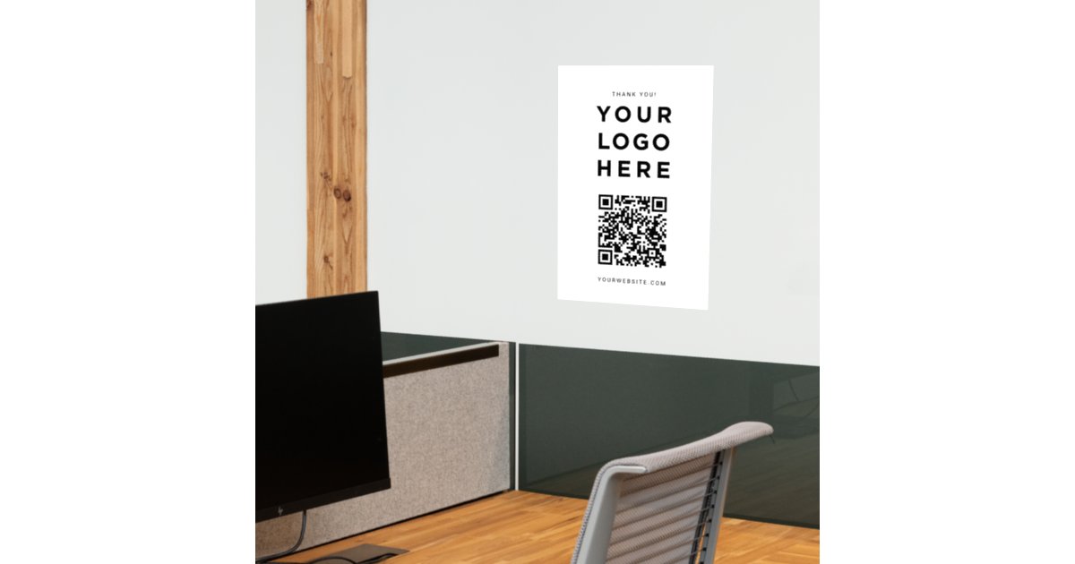Custom Business Logo, Text, Scan Qr Code, Website Wall Decal | Zazzle