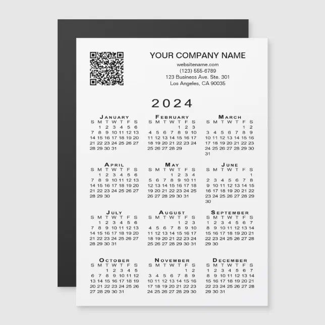 Custom Business QR Code 2024 Calendar Magnet Card | Zazzle