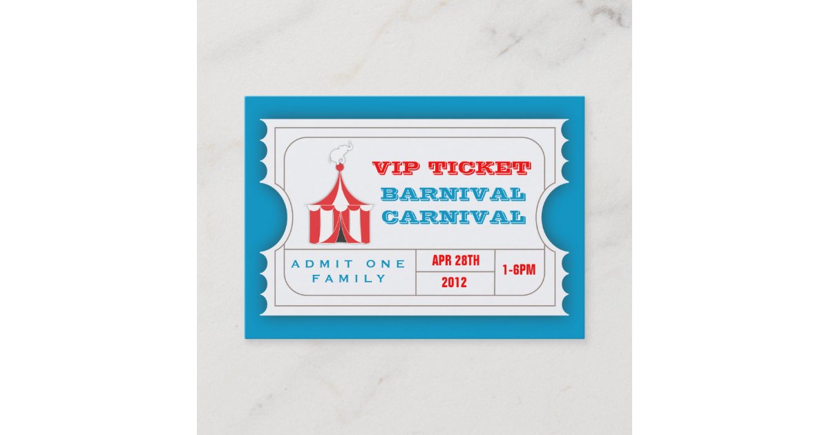 CUSTOM Carnival Admission Ticket BLUE | Zazzle