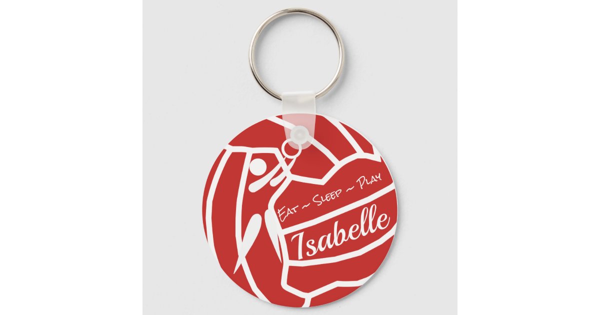 Custom Color Personalized Netball Keyring | Zazzle