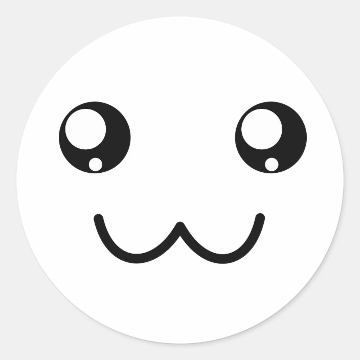 Custom Colour Uwu Smile Face Kawaii Happy Anime Classic Round Sticker ...