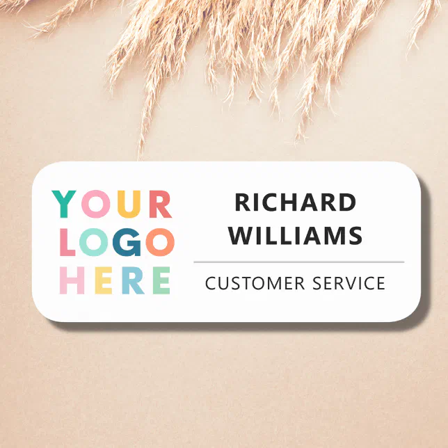 Custom Company Business Logo Employee Magnetic Name Tag | Zazzle