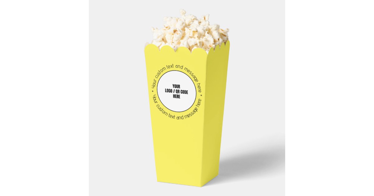 Custom Company Logo QR Code Text Popcorn Box | Zazzle