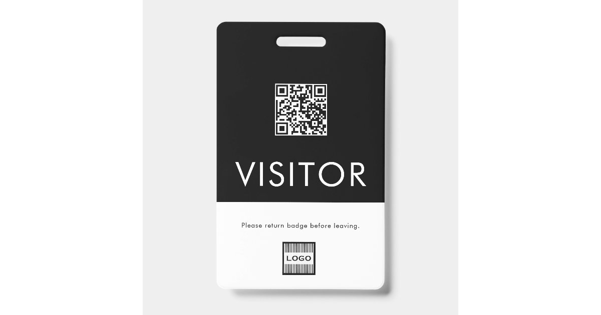 Custom Company Logo QR Code Visitor Badge ID Badge | Zazzle