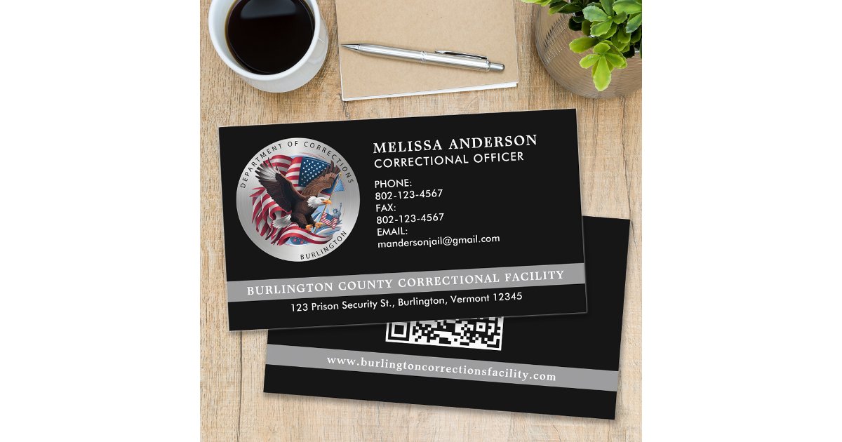Custom Corrections Officer Bailiff Badge Jail Logo Business Card | Zazzle
