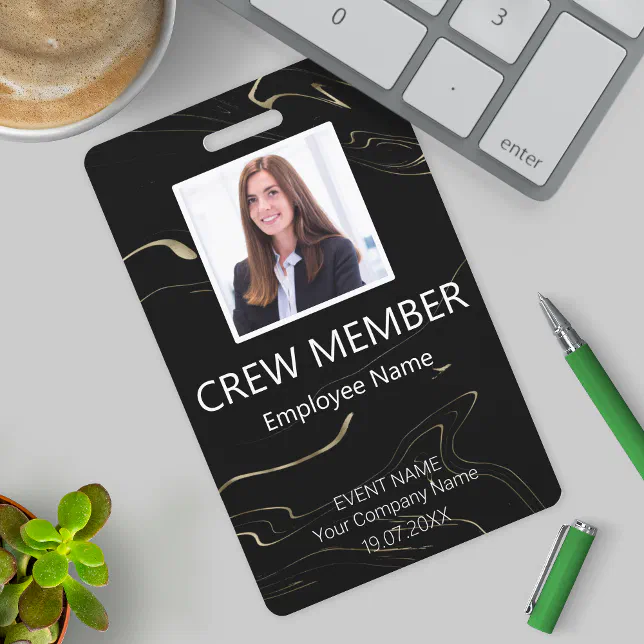 Custom Crew Member QR Code Event Marbling Badge ID Badge | Zazzle