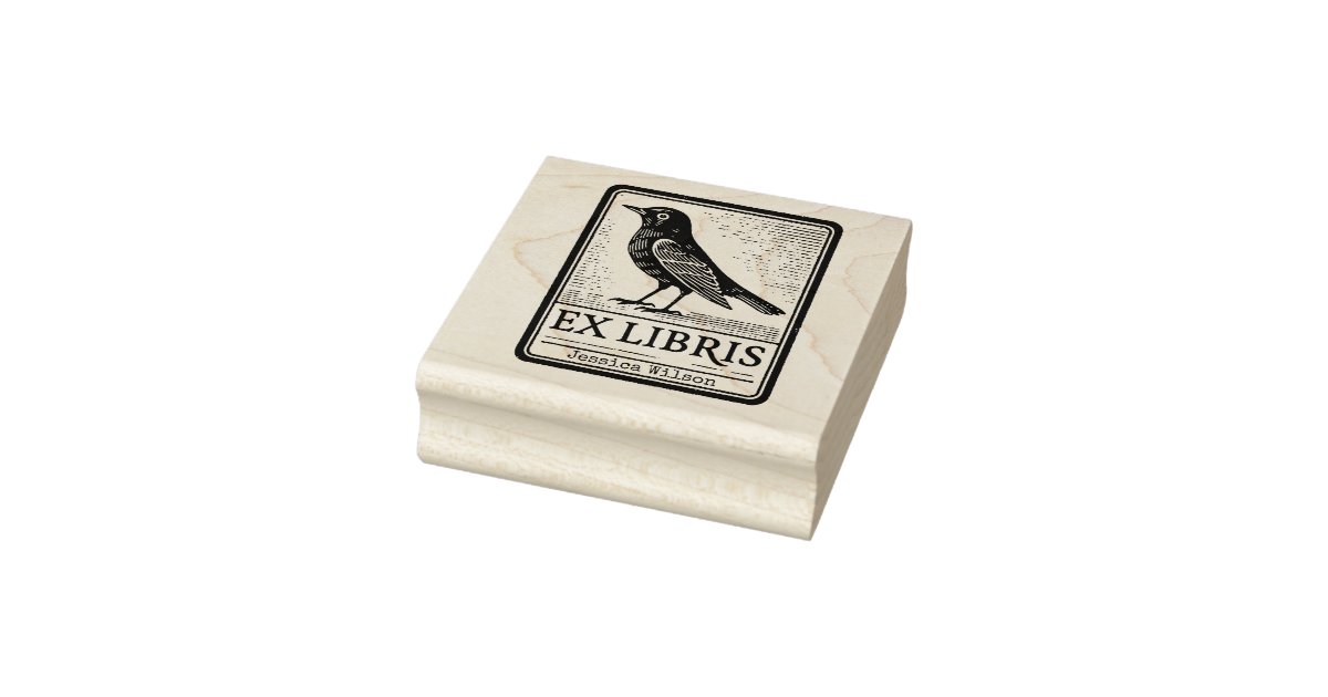 Custom crow raven Exlibris Rubber Stamp | Zazzle