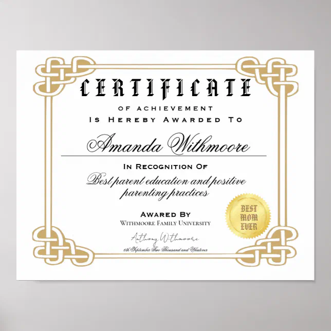 Custom Diploma Certificate Templates Poster | Zazzle