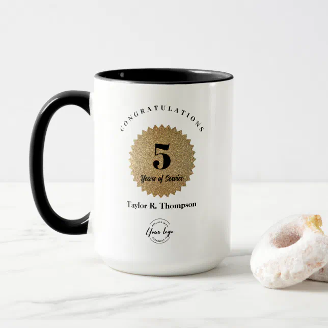 Custom Employee Anniversary 5 Years of Service Mug | Zazzle