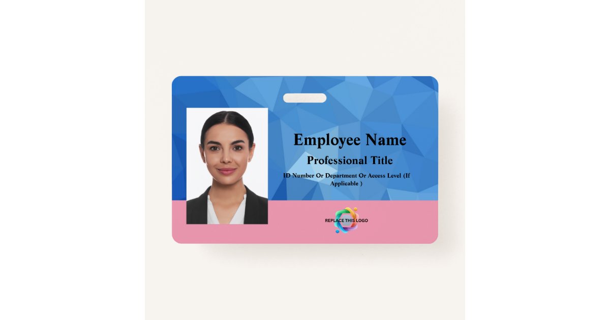 Custom Employee Badge with Photo, Barcode, Logo, ID Badge | Zazzle