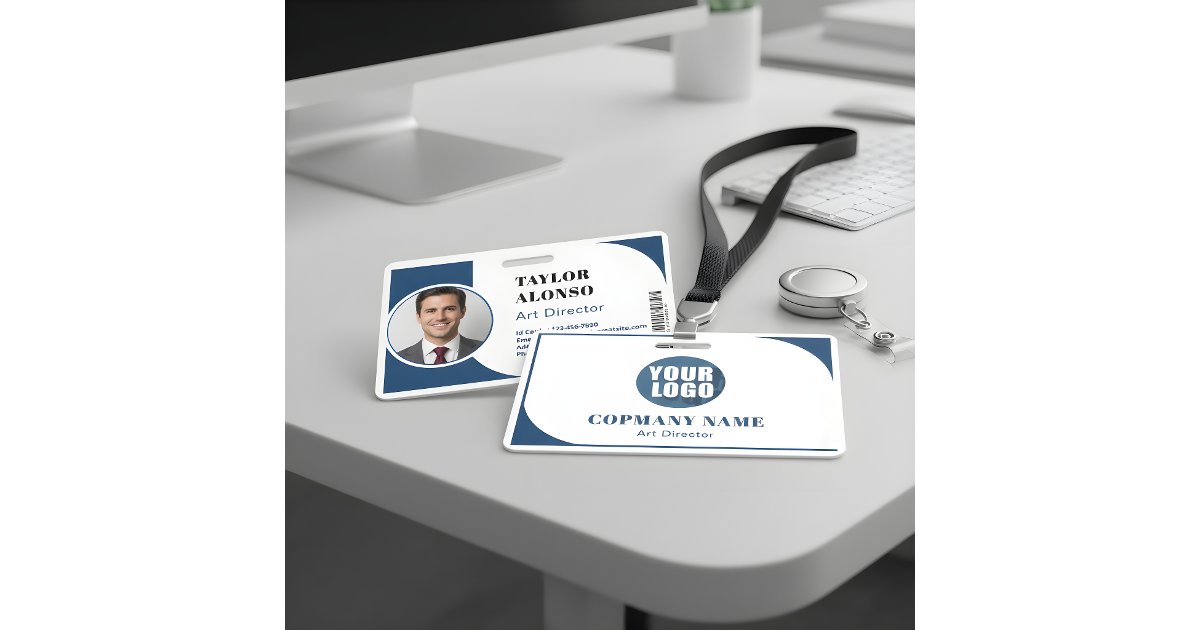 Custom Employee Name Badge with Logo and Job Title ID Badge | Zazzle