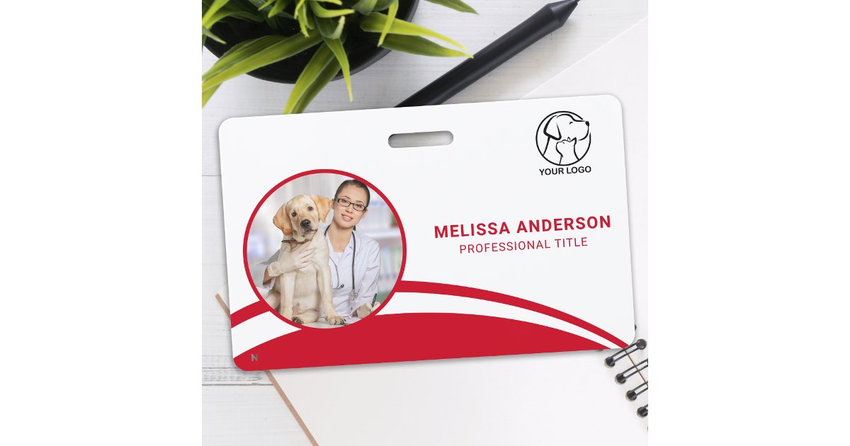 Custom Employee Photo Bar Code Logo Name Business ID Badge | Zazzle