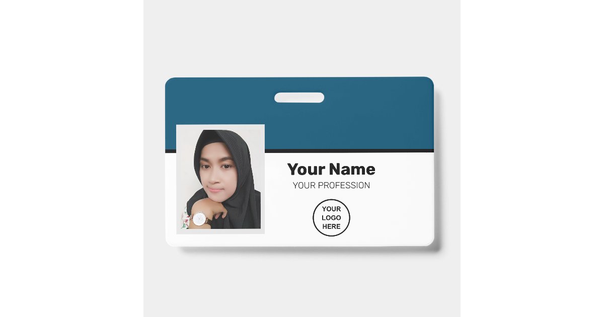 Custom Employee Photo - Bar Code - Logo - Name ID Badge | Zazzle