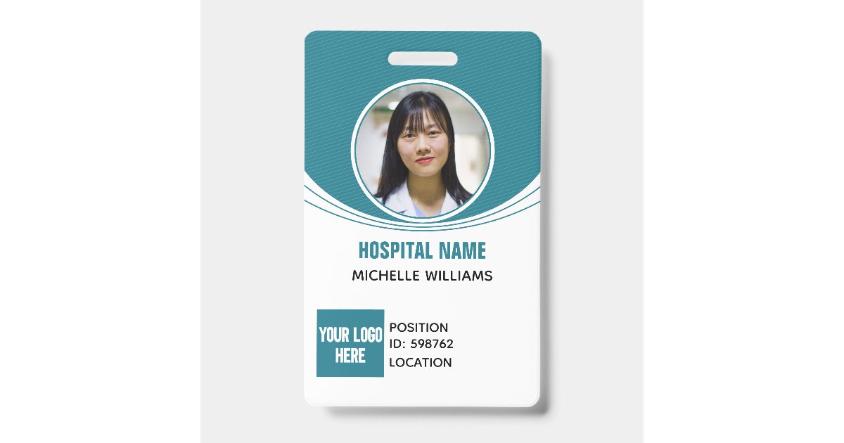 Custom employee photo name logo ID Badge | Zazzle