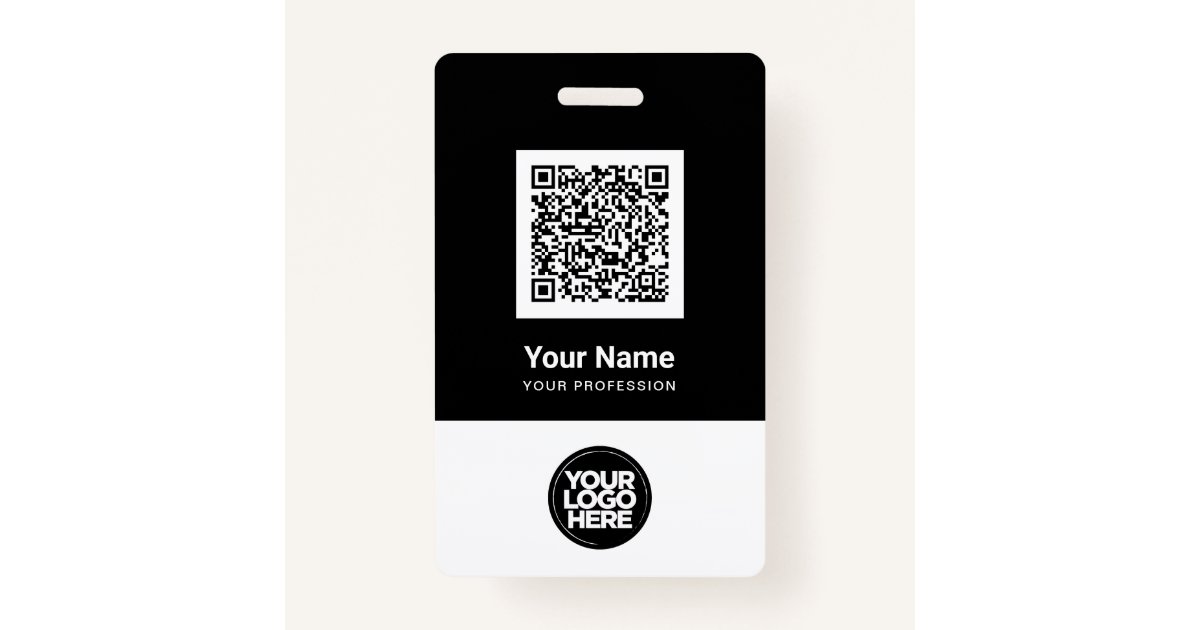 Custom Employee Qr Code Bar Code Logo Name ID Badge | Zazzle
