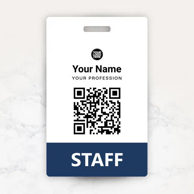 Custom Employee Qr Code, Bar Code, Logo, Name ID Badge | Zazzle