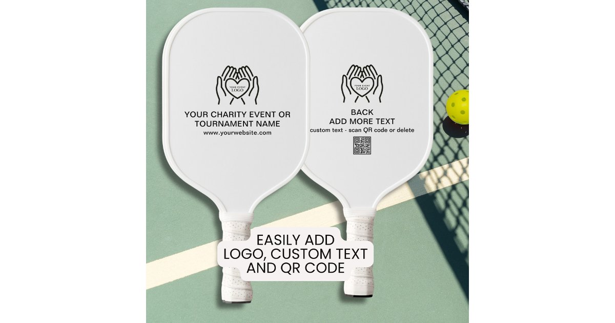 Custom Fundraiser Logo, QR Code, Charity Event Pickleball Paddle | Zazzle