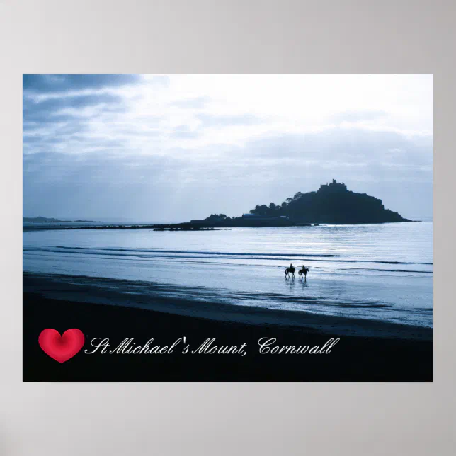 Custom Heart St Michaels Mount Cornwall + Horses Poster | Zazzle