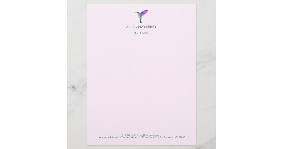 Custom Hummingbird Letterhead | Zazzle