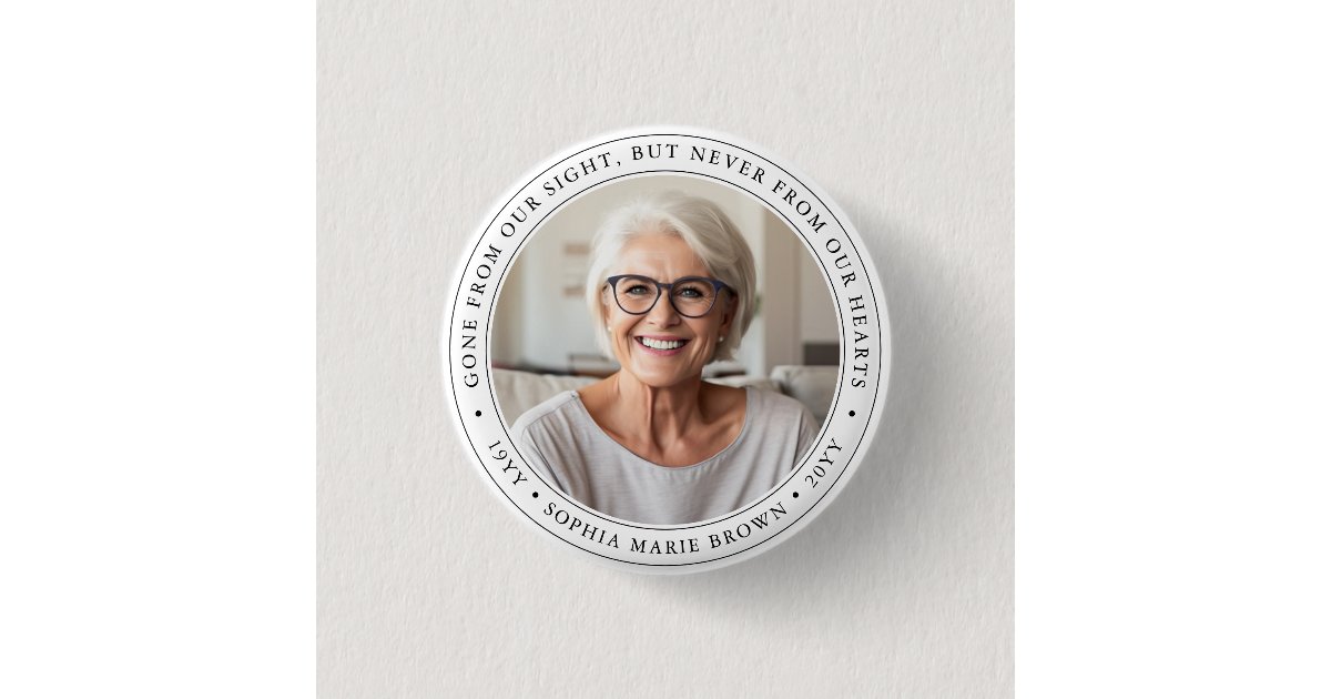 Custom In Loving Memory Funeral Memorial Tribute 3 Cm Round Badge | Zazzle