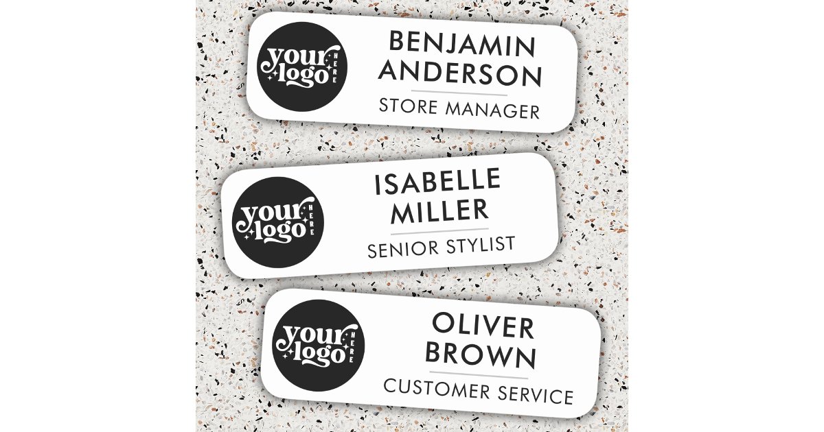 Custom Logo Magnetic Employee Name Tag | Zazzle