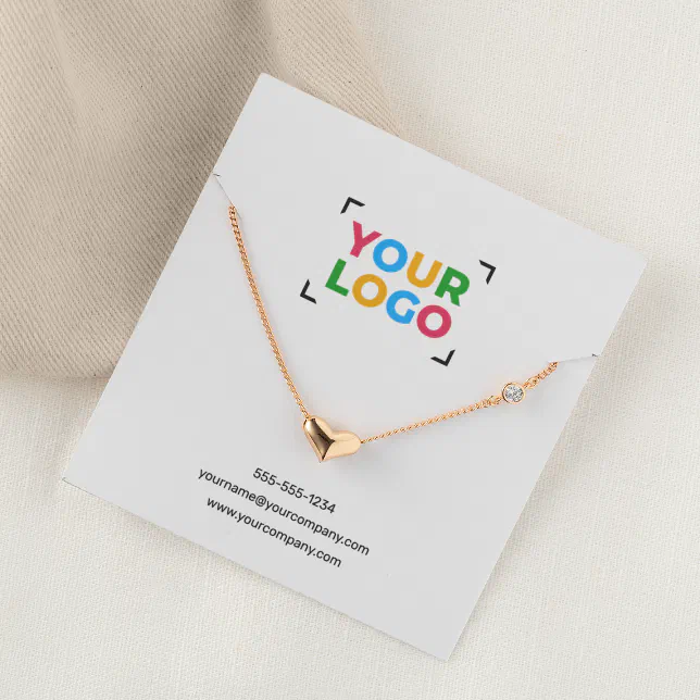 Custom Logo Necklace Display Cards with QR Code | Zazzle