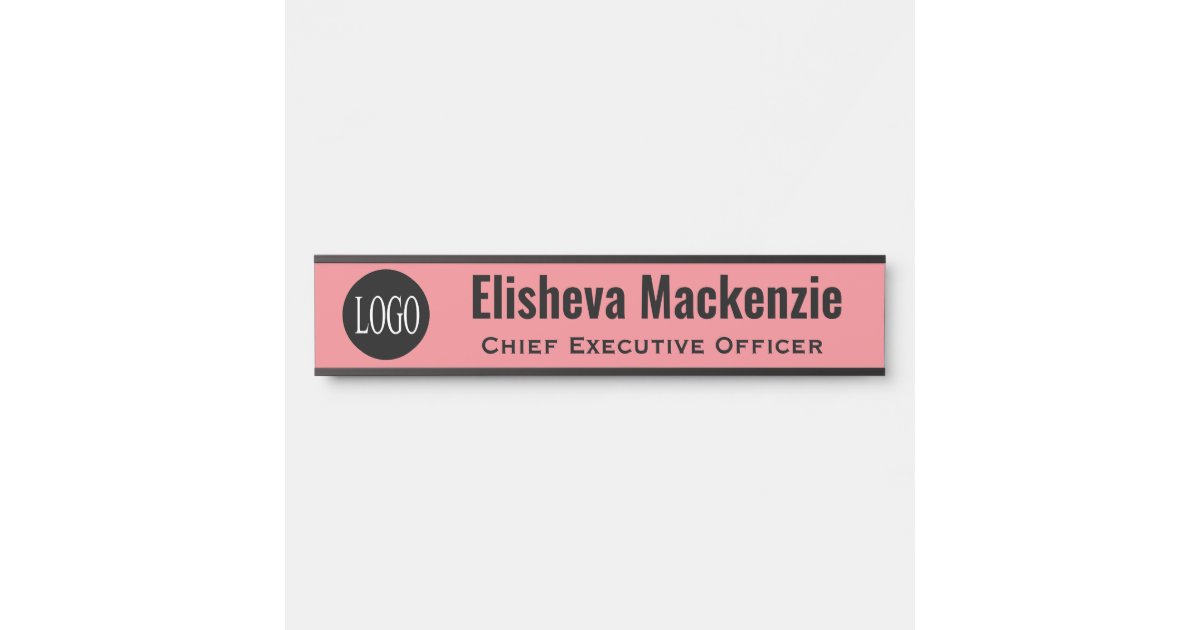Custom Logo Pink Office Door Name Plate Sign | Zazzle