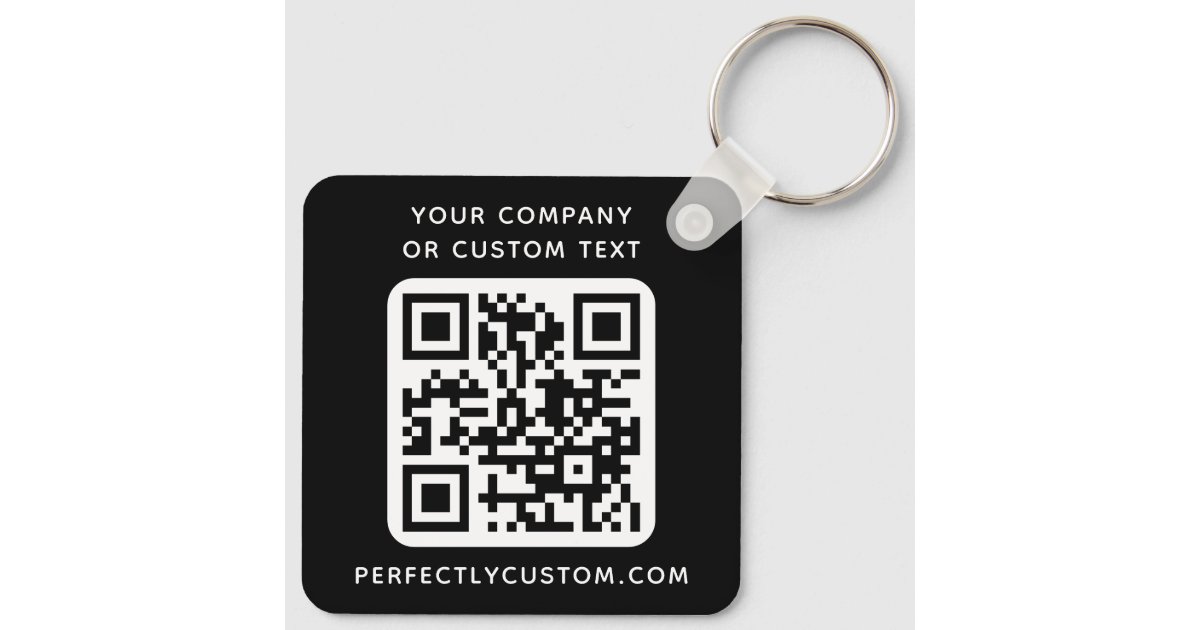 Custom logo, QR code and text double sided black Key Ring | Zazzle