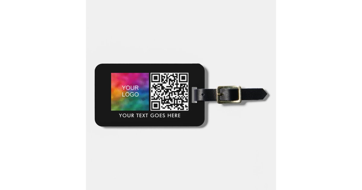 Custom Logo Scan Me QR Code Barcode Name Text Luggage Tag | Zazzle