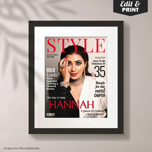 Custom Magazine Cover for Her Birthday Poster | Zazzle