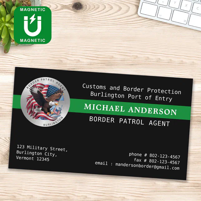 Custom Military Police Game Warden Border Patrol Magnetic Business Card ...