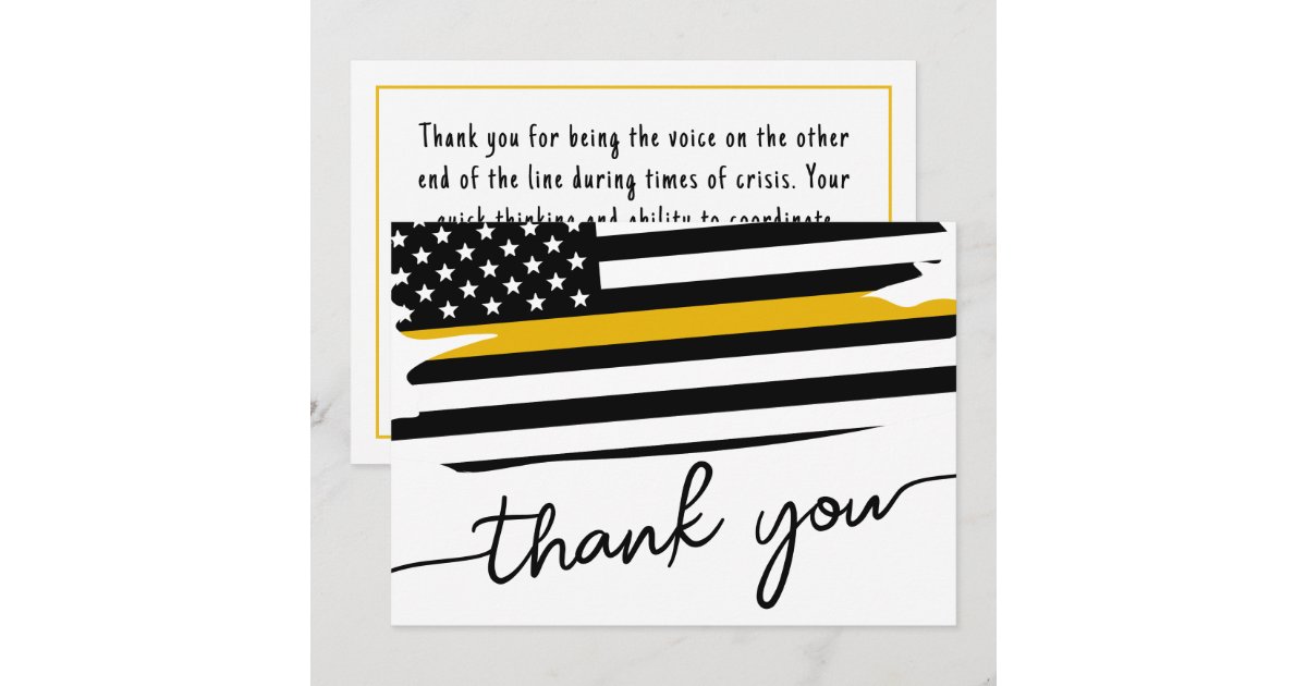 Custom Modern Dispatcher Thin Gold Line Flag Thank You Card | Zazzle