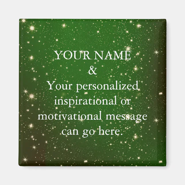 Custom Motivational Message Green Glitter Magnet | Zazzle