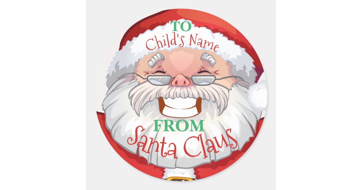 Custom Name From Santa Claus Kids Christmas Gift Classic Round Sticker ...