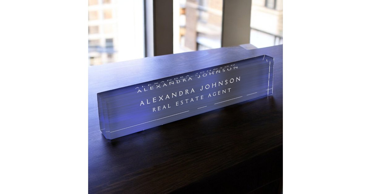 Custom Navy Blue Elegant Professional Business Nameplate | Zazzle