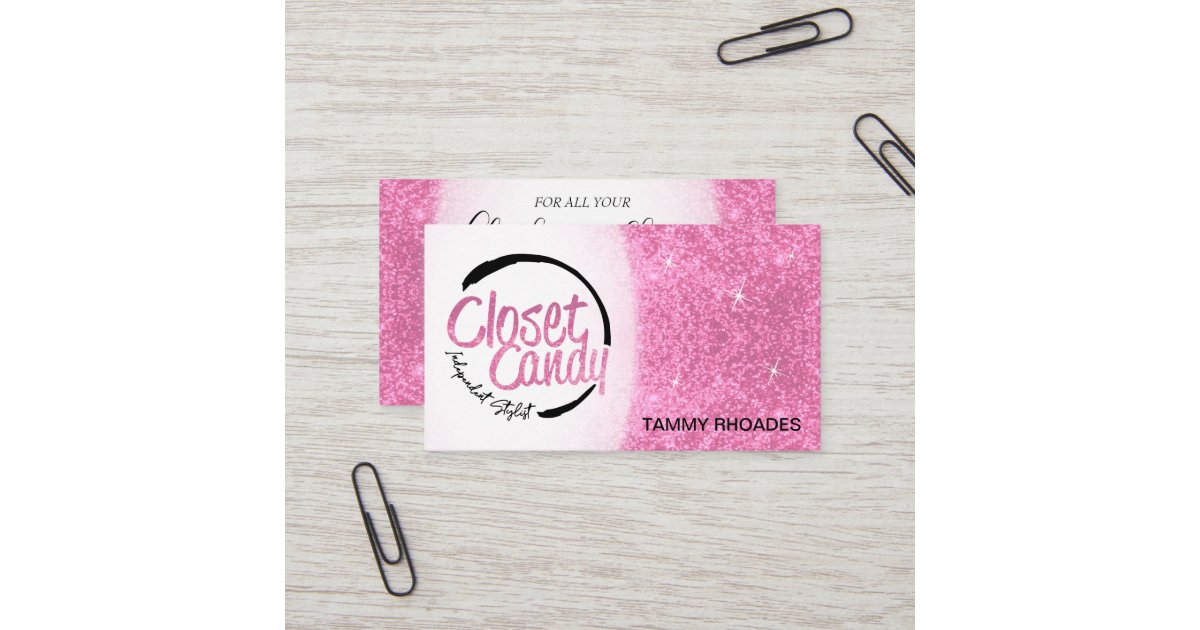Custom Order - Pink Glitter and Logo Business Card | Zazzle
