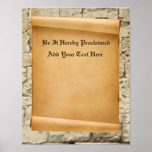 Custom Parchment Scroll Proclamation Poster | Zazzle