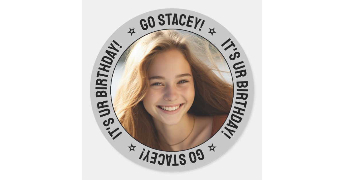 Custom Personalised Birthday Message, Name & Photo Classic Round ...