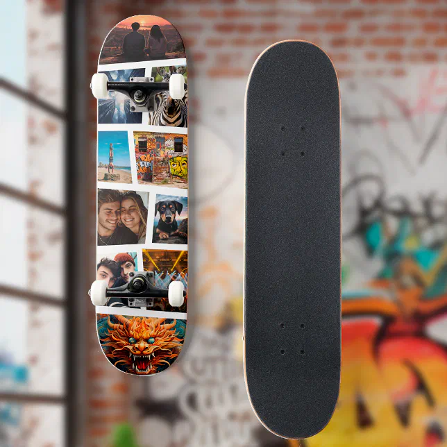 Custom Personalised Photo Collage Skateboard | Zazzle