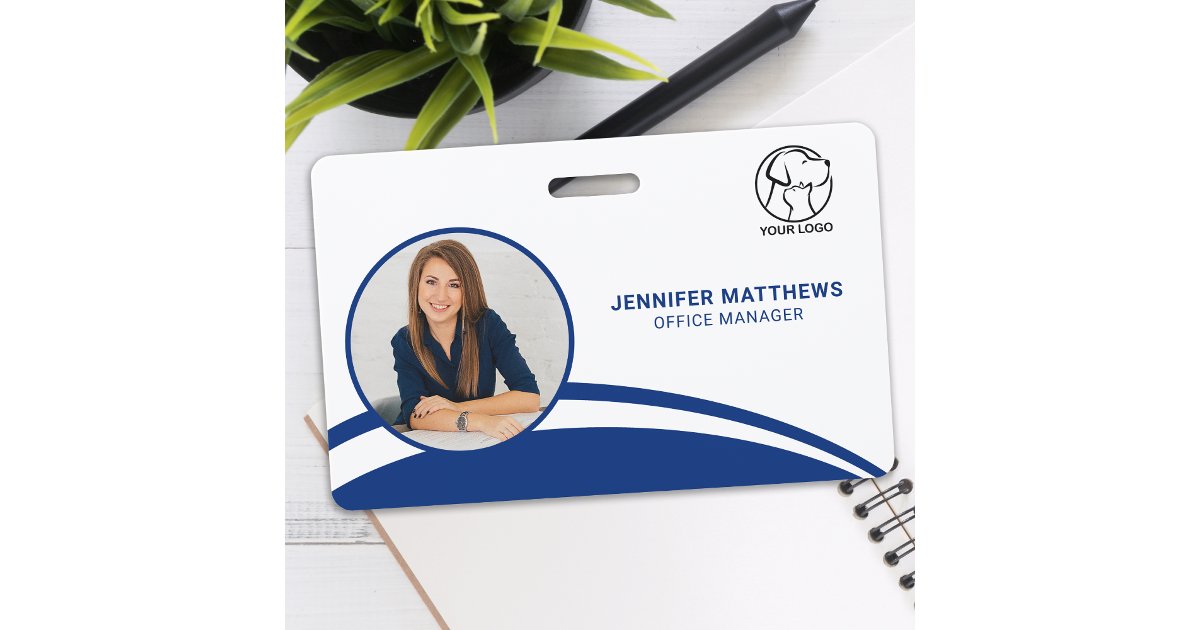Custom Photo Employee Logo Name Corperate Badge ID Badge | Zazzle