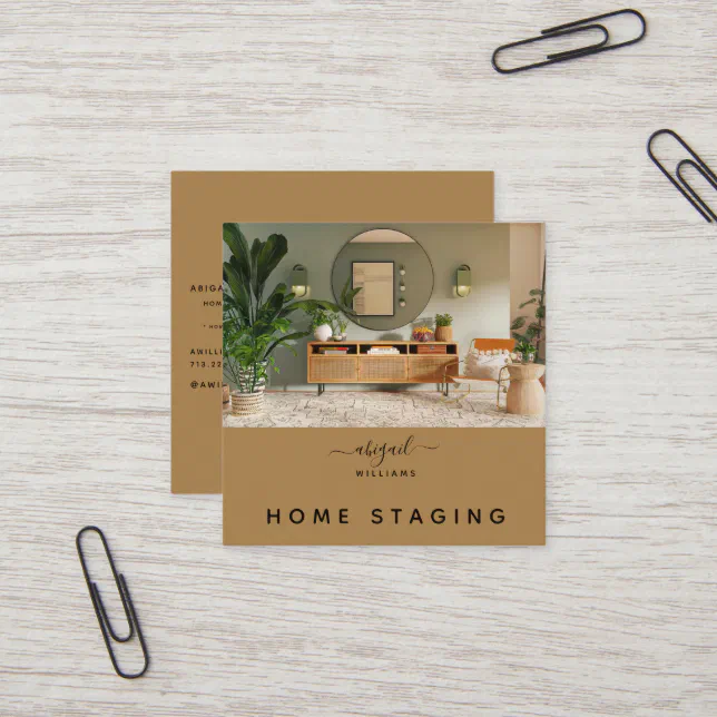 Custom Photo Home Staging Square Business Card | Zazzle