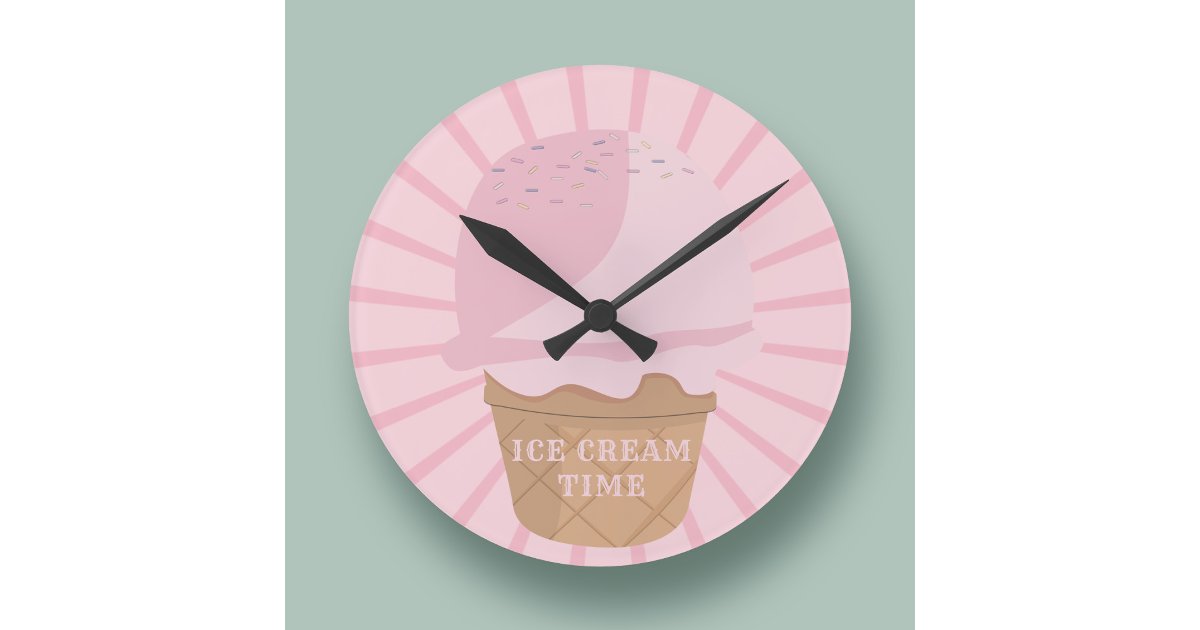 Custom Pink Ice Cream Waffle Cone Clock | Zazzle